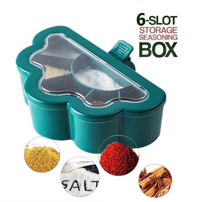 Six Compartment Seasoning Box Set Plastic Spice Box Kitchen Condiment ...