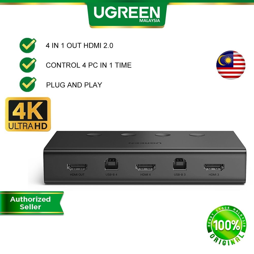 UGREEN 4K60Hz HDMI KVM Switch 4 IN 1 OUT Ultra HD HDMI Switcher Box For ...