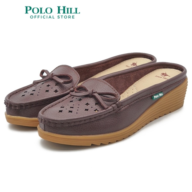 POLO HILL Ladies Slide On Closed Toe Wedge Mules Shoes PLSL-LS5016 ...