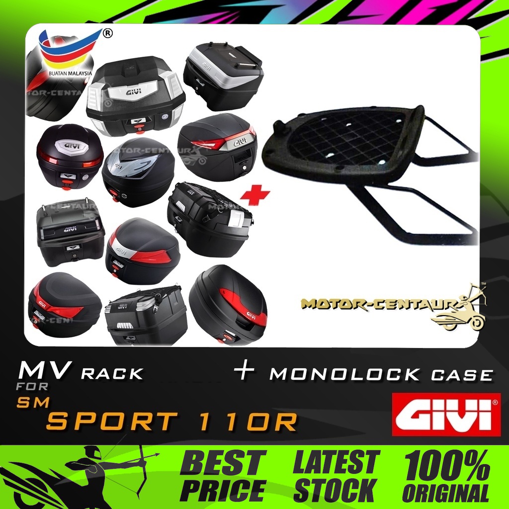 SET KOMBO KOTAK/BOX GIVI B27/B32/B33/B24/B45 TOP CASE + SM SPORT 110R MV/MRV MONORACK ADVANCE ...