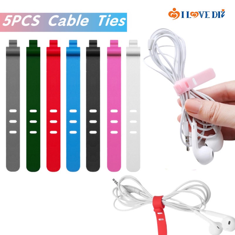 5 Pcs/ Kit High Quality Elastic Silicone Power Wire Finishing Buckle ...