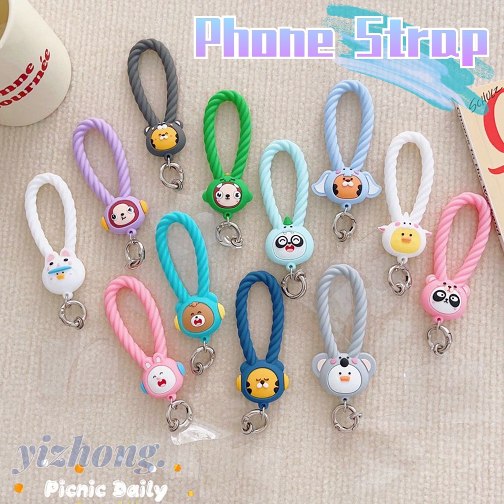 Phone Strap Cute Cartoon Animal Panda Tiger Duck Design Soft Silicone ...