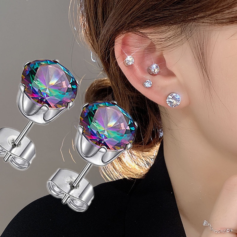 Fashion stainless steel earrings zircon ear studs ear bone studs ...