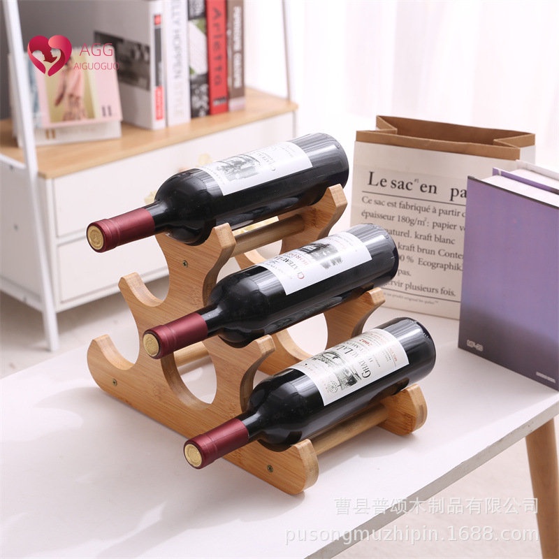 European style wooden red wine rack desktop decoration Creative wine ...