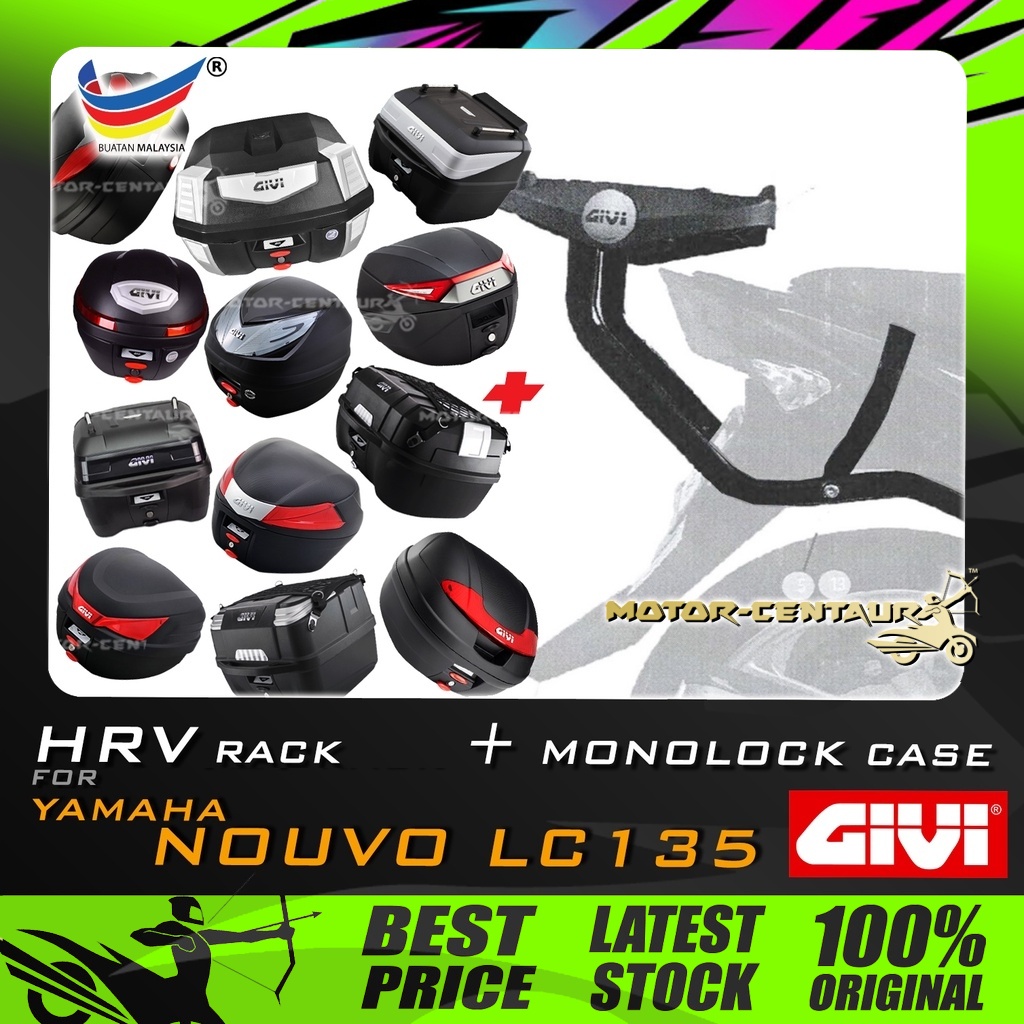 SET KOMBO KOTAK/BOX GIVI B27/B270/B32/B33/B42/B45/E43/E250 TOP CASE + GIVI YAMAHA NOUVO LC135 ...