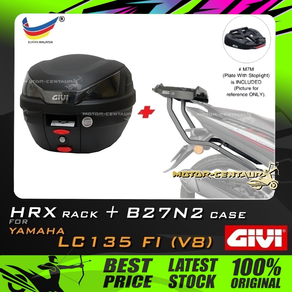 SET KOMBO KOTAK/BOX GIVI B27N2 TOP CASE + GIVI YAMAHA LC135 FI V8 HRX ...