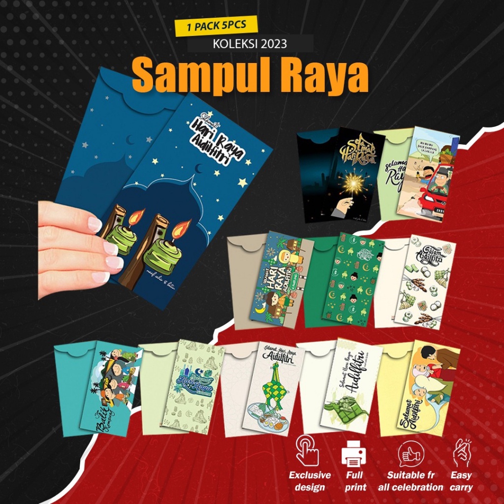 5Pcs Sampul Duit Raya / Sampul Raya / Green Envelope Money / Green ...