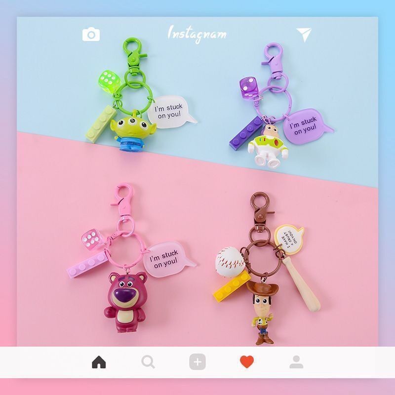 Creative Cartoon Toy Story Keychain Pendant Buzz Lightyear Woody Three ...