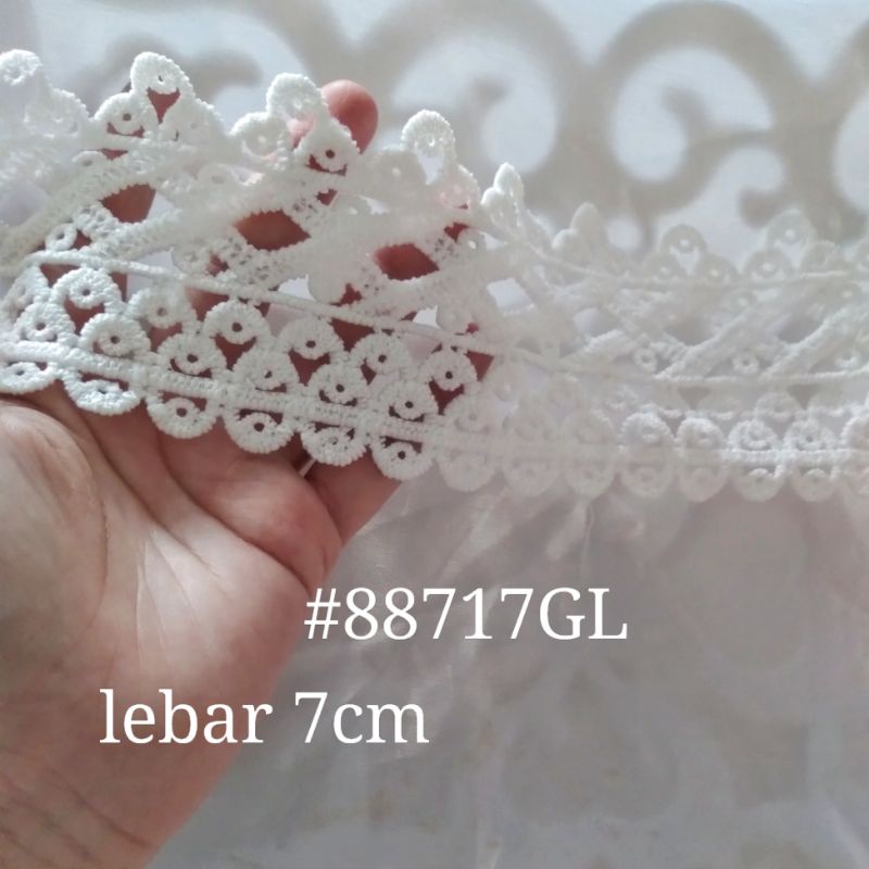 1 Meter Lace Lebar Milk Spun Polyster Lace Renda Putih Renda Langsir ...