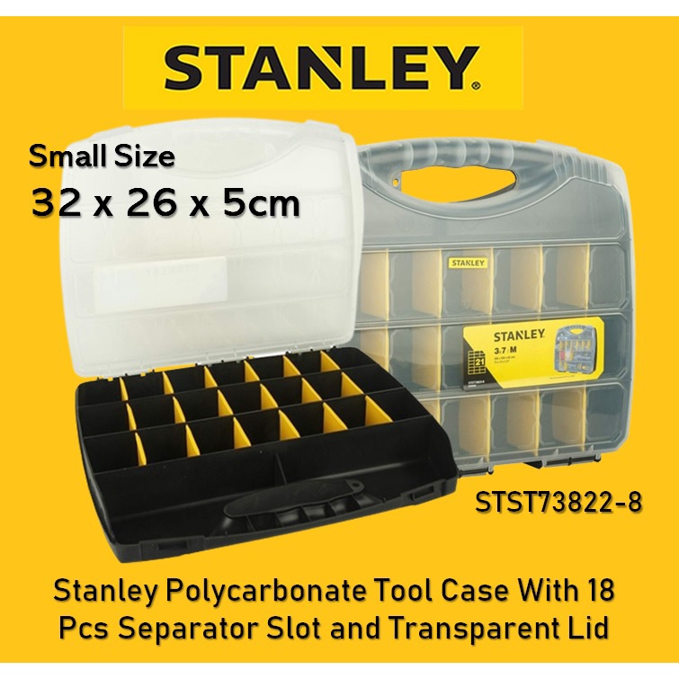 Stanley 32 x 26 x 5cm Polycarbonate Small Tool Case With 18 Separator ...