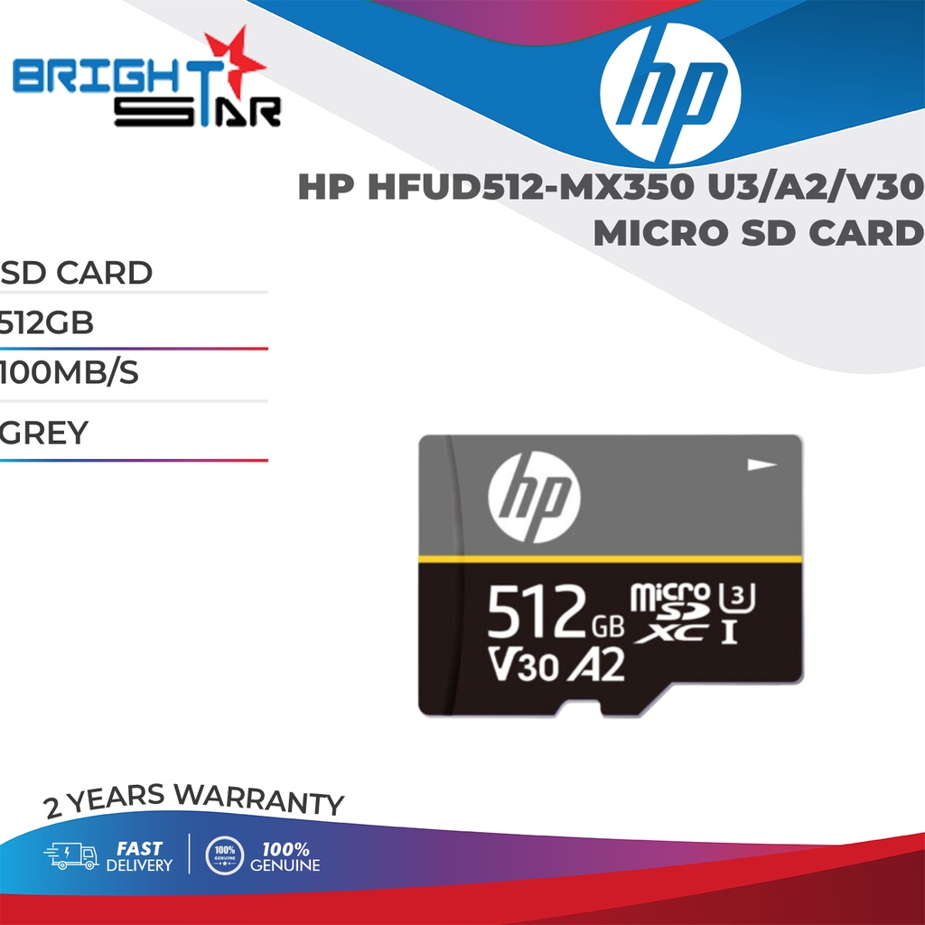 HP U3/A2/V30 Micro SD Card (512GB) HFUD512-MX350 | Shopee Malaysia