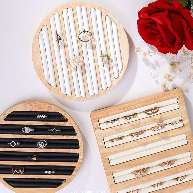 Wooden Ring Display Stand Rings Storage Rack Jewelry Holder实木戒指展示盘 ...