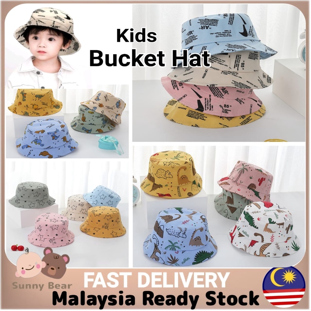Topi Budak Kanak Kanak Kids Bucket Hats Sunshade Cartoon Cotton Hat ...