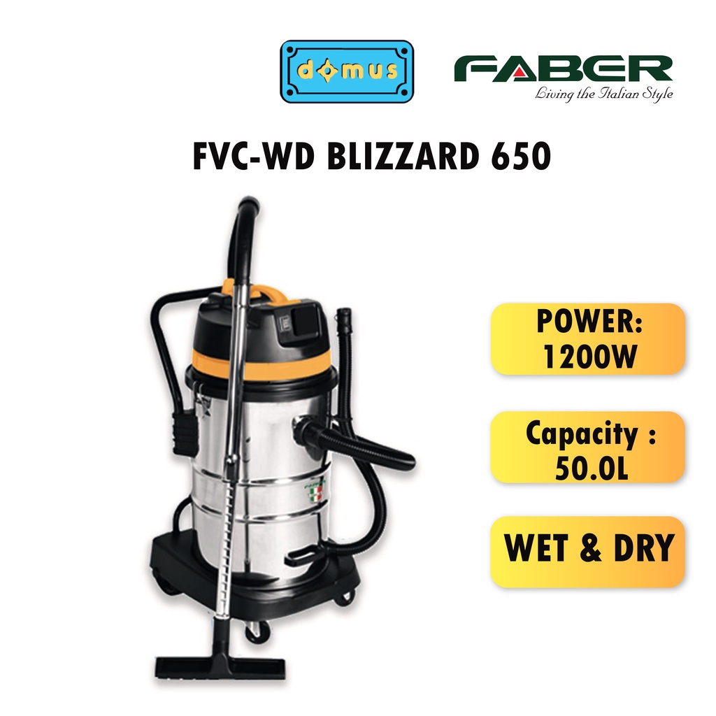 Faber 50L Wet & Dry Heavy Duty Vacuum Cleaner (1200W) FVC-WD BLIZZARD 650 / WD650 | Shopee Malaysia