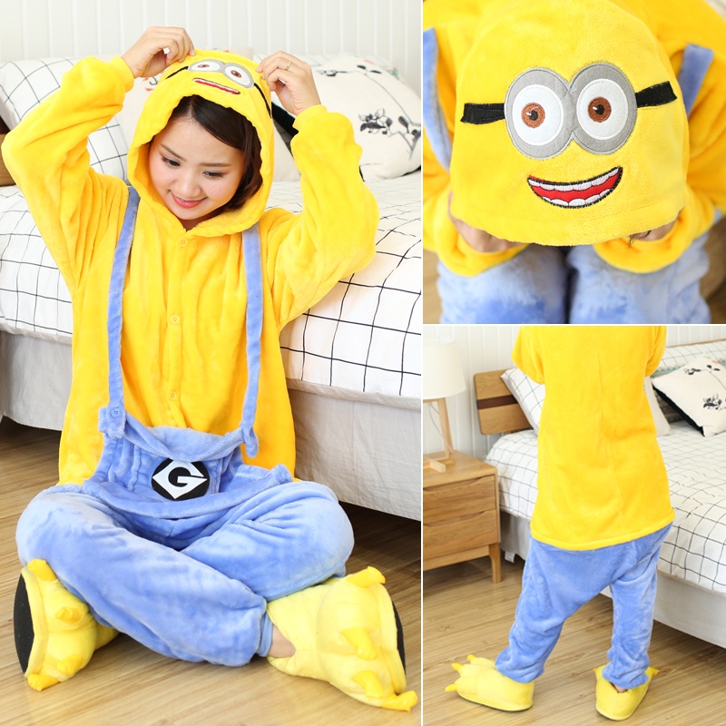 Kigurumi Minion Stitch Tiger Pikachu Animal Cartoon Flannel Pajamas Onesies Jumpsuits Costumes ...