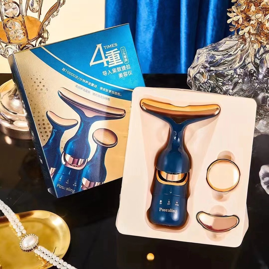 Three head changeable electric massage essence face cream introducer ...