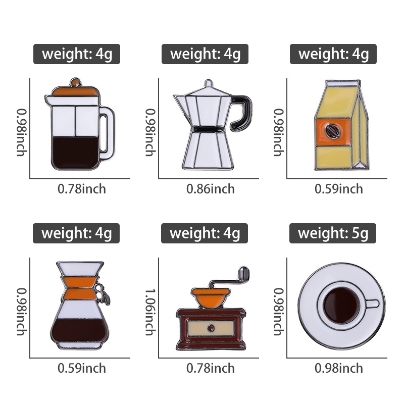 Mini Coffee Mind Enamel Pins Cafe Latte Art Bean Pot Cup Barista Brooch ...