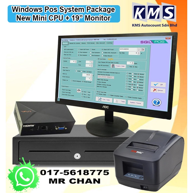 Windows Pos System Point of Sales Package New Mini CPU + 19 inch ...