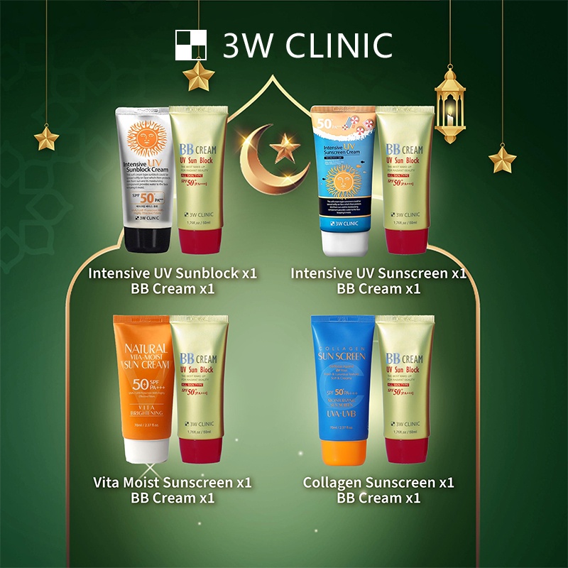 3W CLINIC Intensive UV Sunblock Sunscreen UV Sun Block BB Cream SPF50 PA+++ | Shopee Malaysia