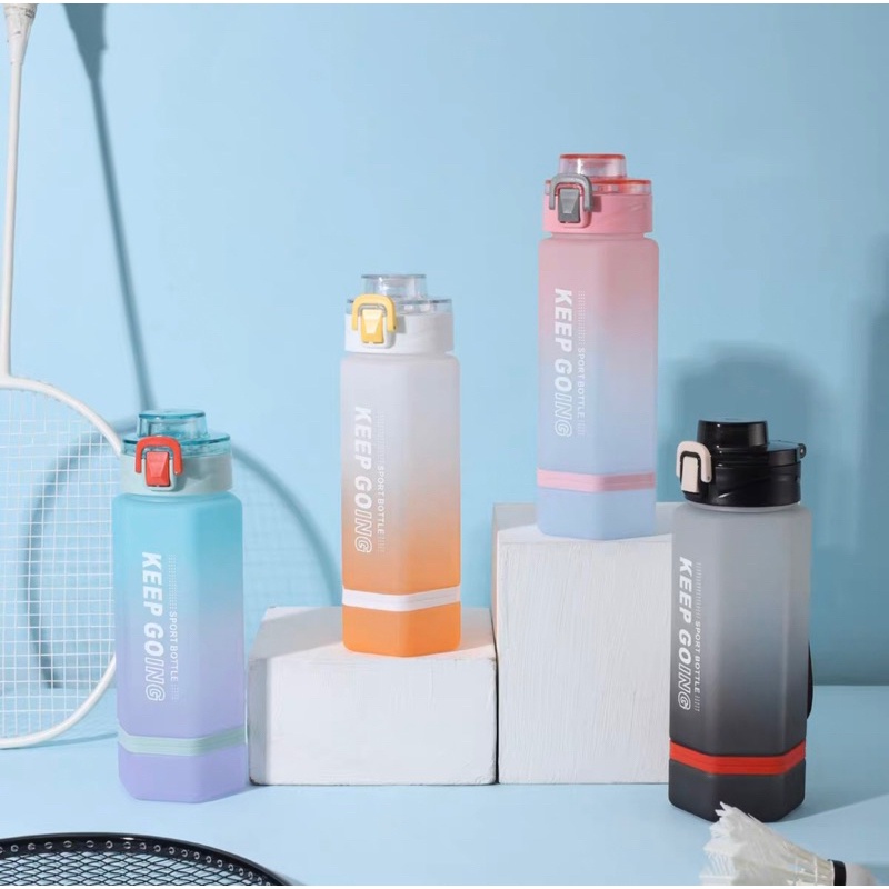 Gradient Color Hexagonal Water Bottle With Tea Partition Without Straw ...
