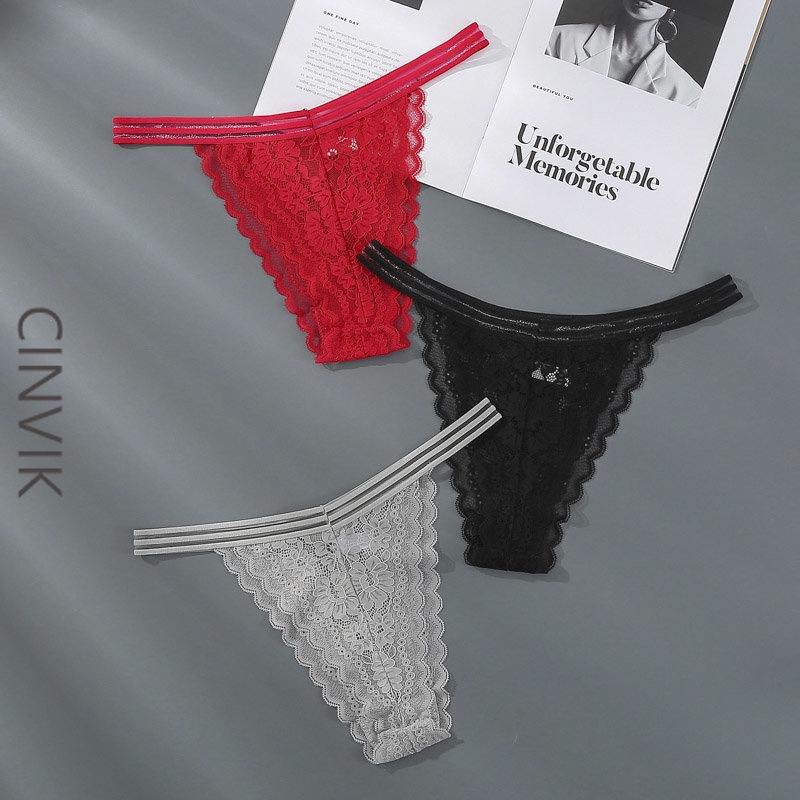 Cinvik Lace Panties Women Sexy Floral Underwear Briefs Comfortable