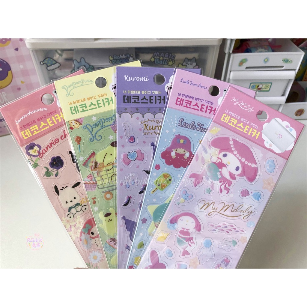 Sanrio Korea Stickers Kuromi Cinnamoroll Transparent Cute Sticker DIY ...