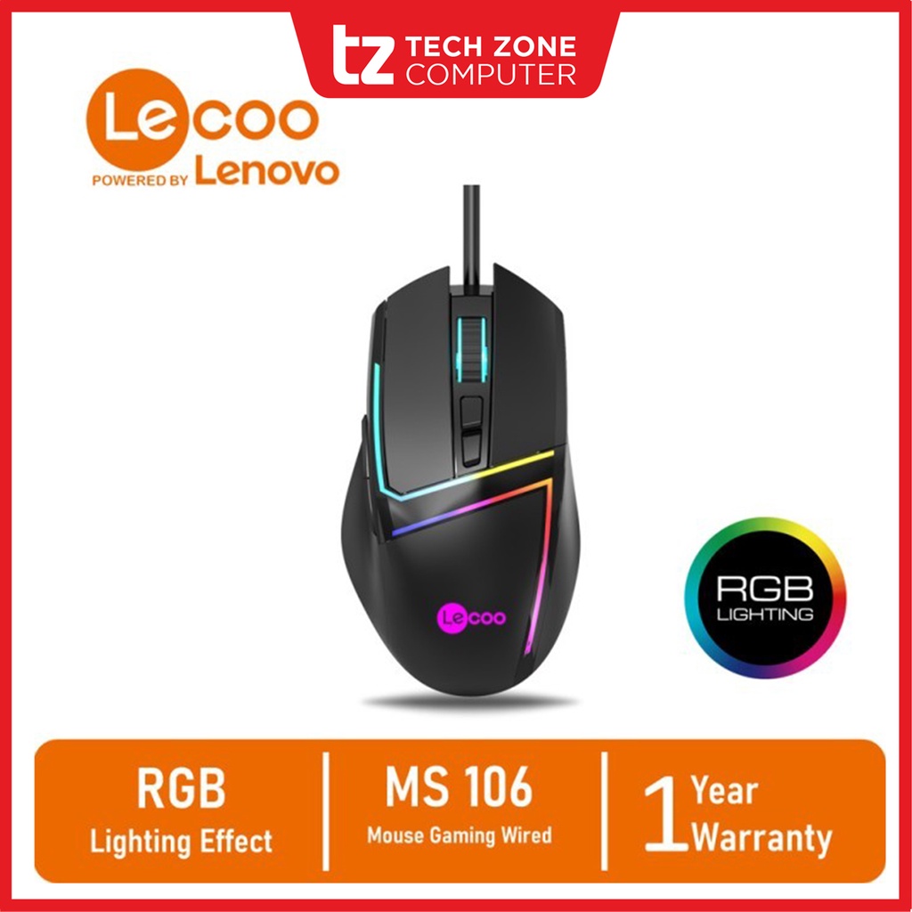 Lecoo MS106 USB Wired Gaming Mouse, Optical Ergonomic Mouse Up to 3200 DPI | Shopee Malaysia