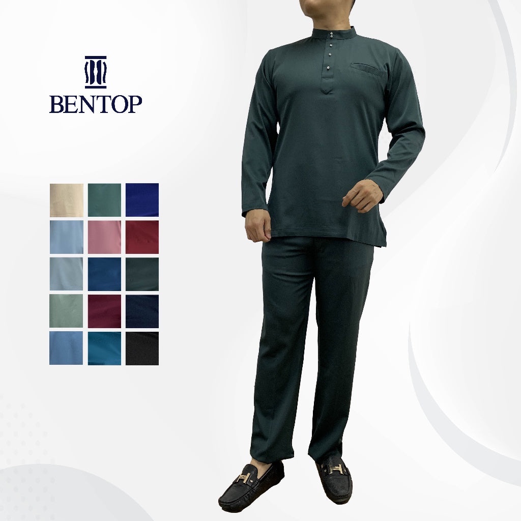 Bentop Baju Melayu Modern Fit Cotton Drill Streching | Shopee Malaysia