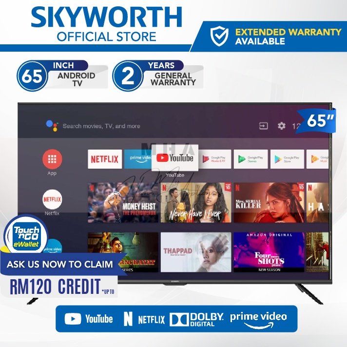 Skyworth 65SUC7500 Android 10 Smart LED TV (65") | Shopee Malaysia