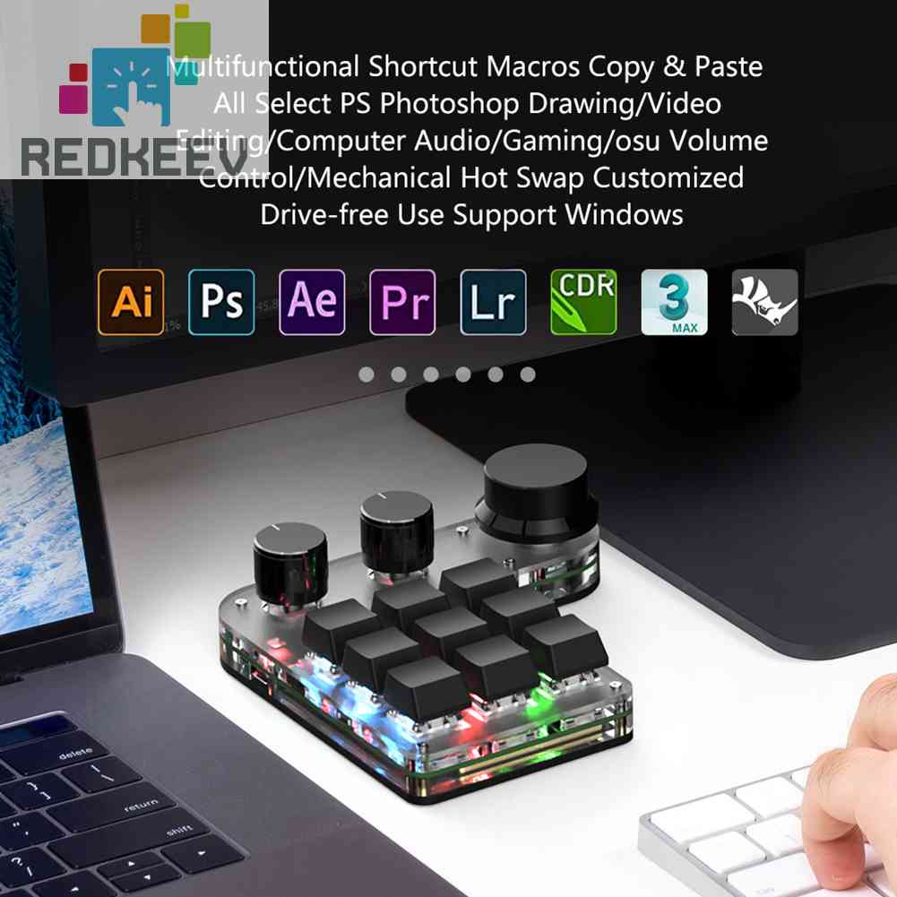 9 Keys 3 Volume Knobs RGB DIY Programmable Custom Hotswap Mechanical ...