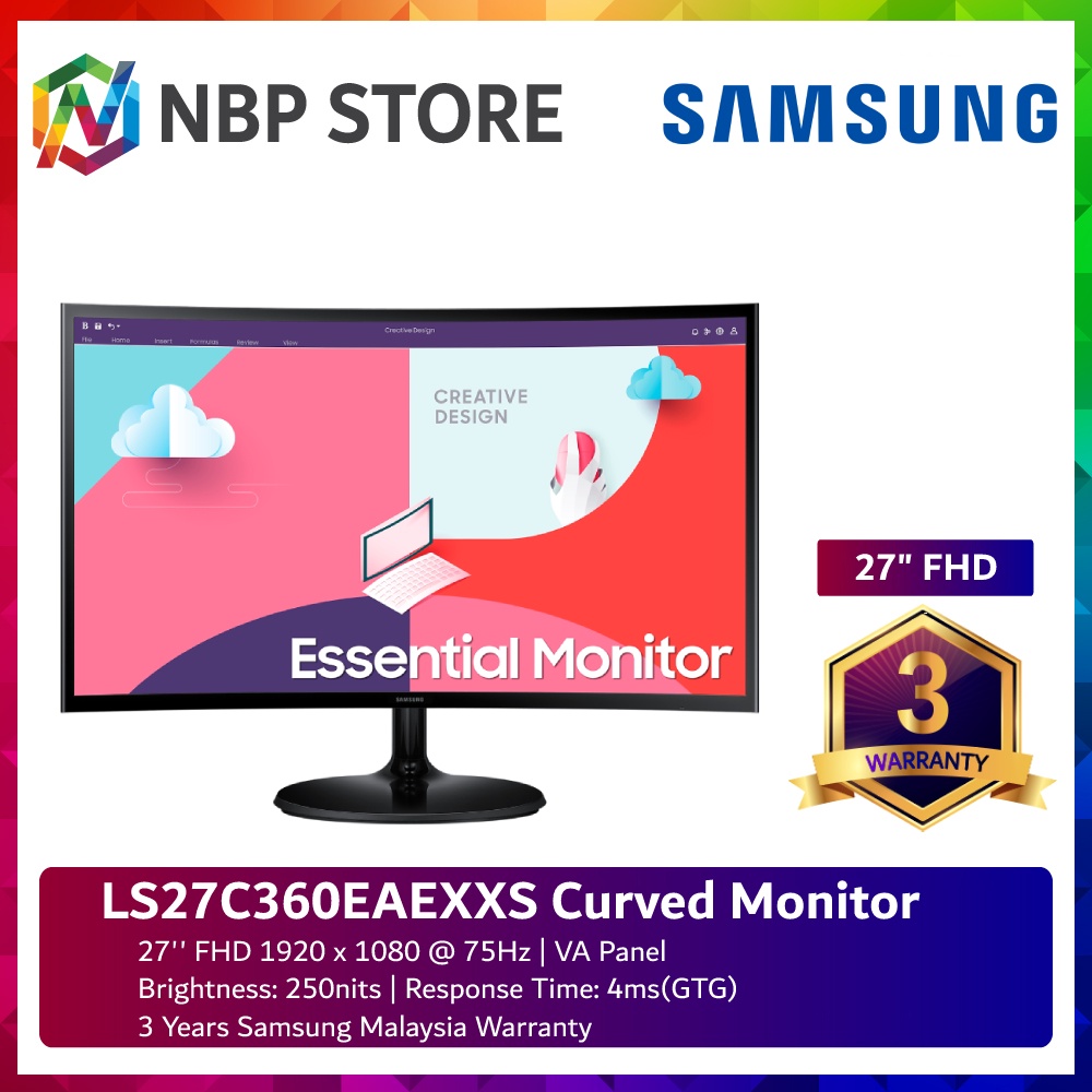 Samsung LS27C360EAEXXS 27" FHD 75Hz FreeSync Curved Monitor ( HDMI, VGA, 3 Yrs Wrty ) | Shopee ...