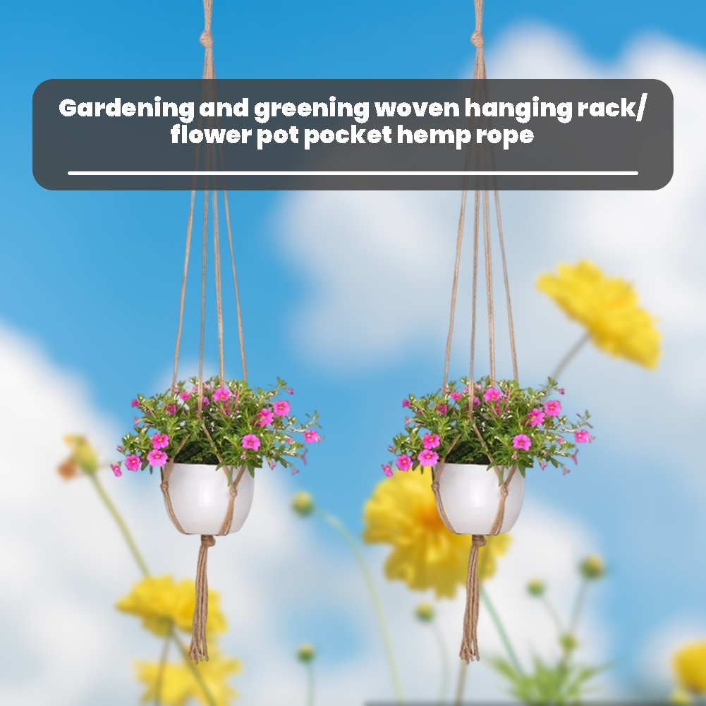 2pcs Hemp Rope Flower Pot Hanging Basket Handmades Plant Hanger Pot ...
