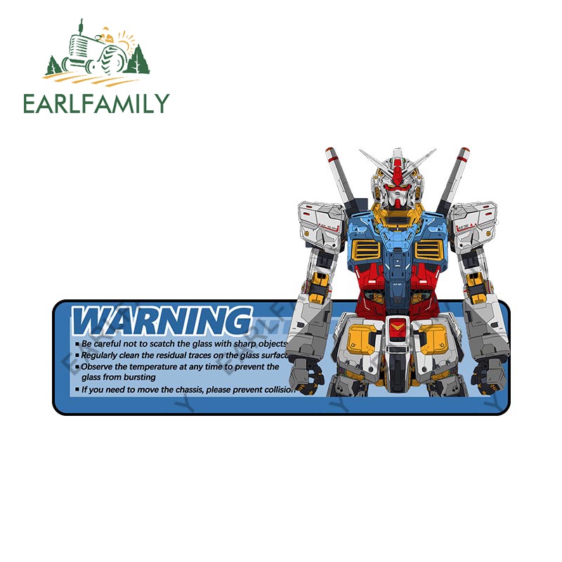 EARLFAMILY 13cm x 7.9cm Gundam Warning Car Stickers Waterproof ...