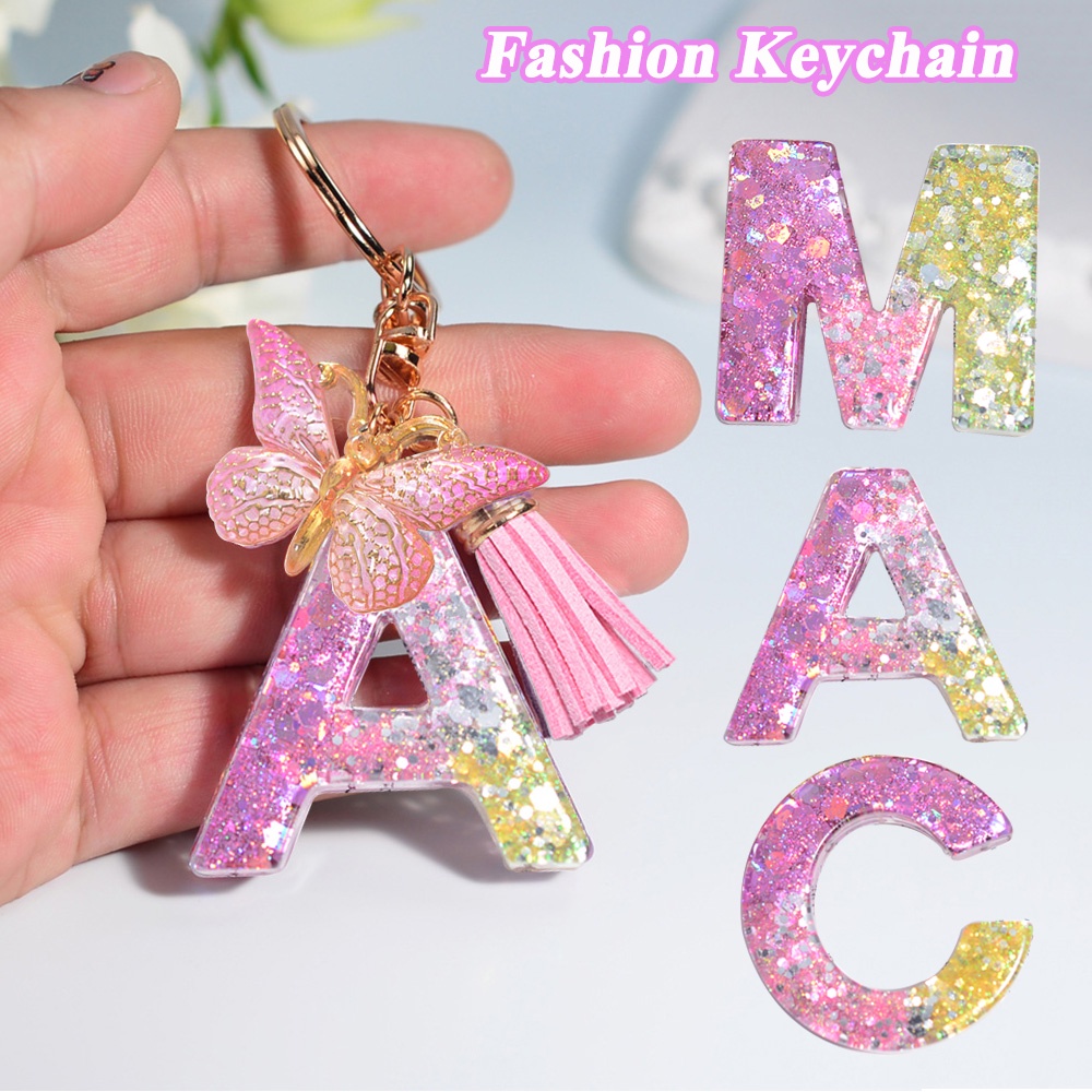 Glitter Sequin Filled 26 Letter Keychain With Tassel Exquisite ...
