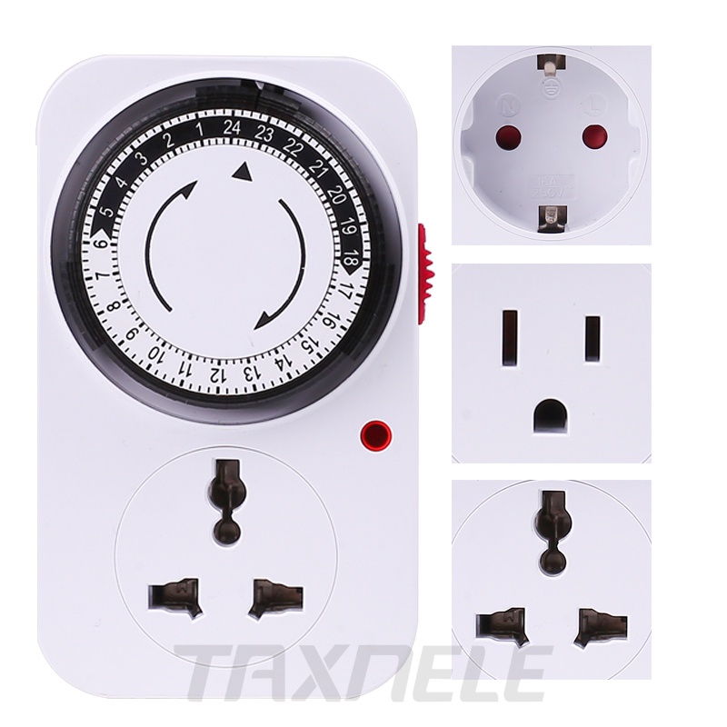 24 Hour Cyclic Timer Switch Universal Timing Socket Mechanical Timer 230VAC 3500W 16A EU US Plug ...