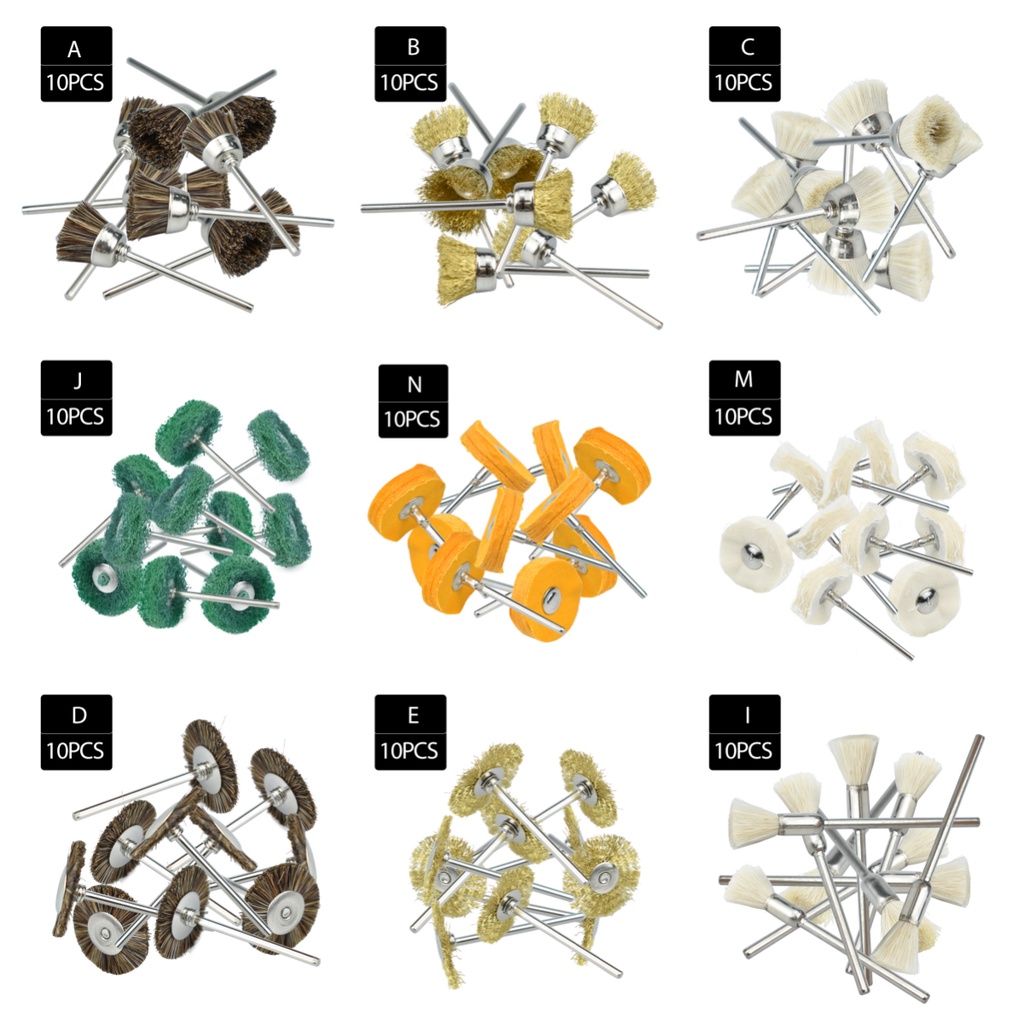 10pcs Dental Polishing Brush 2.35mm Shank Dental HP Polisher Flat Brush ...