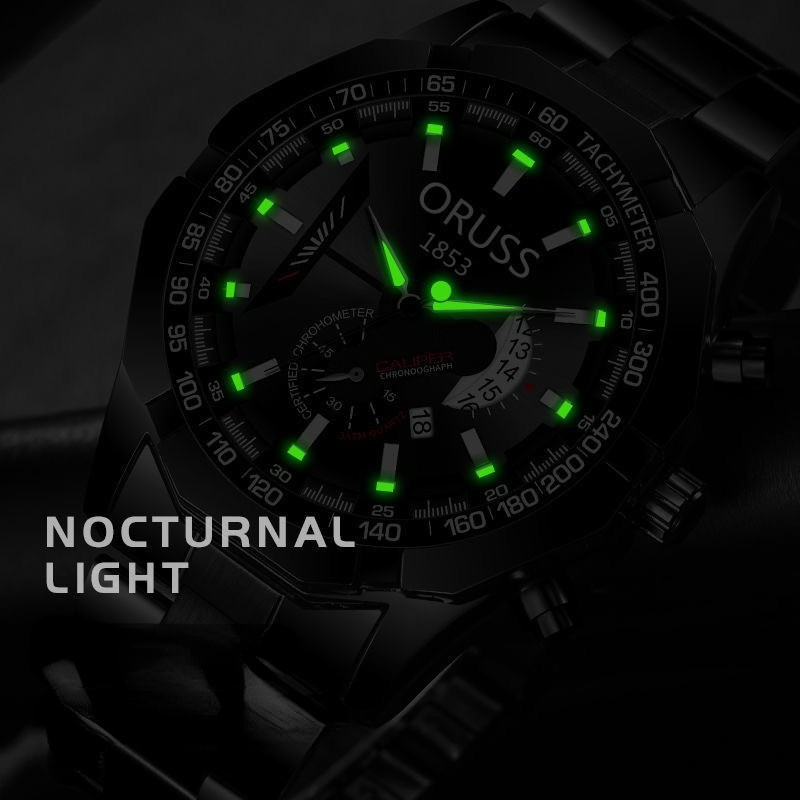ORUSS 1853 Original Men Stainless Steel Date Waterproof Luxury Business ...