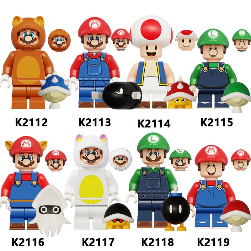 Super Mario Kinopio Luigi Yoshi Bros Game Cartoon Mini Building Blocks ...