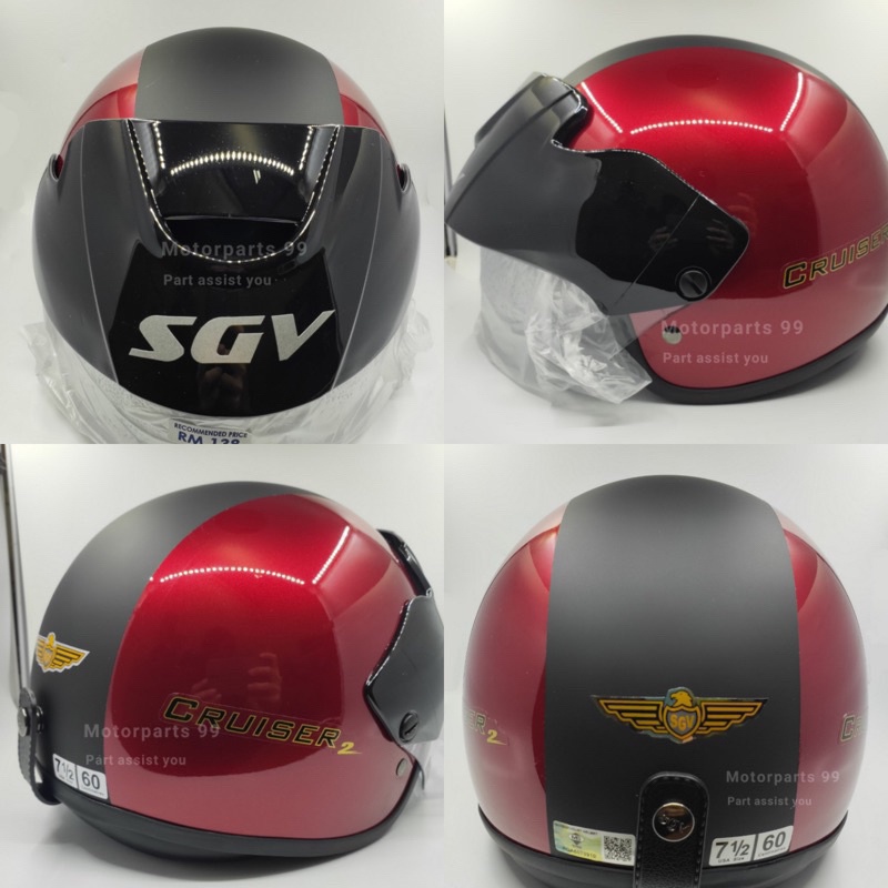 100% ORIGINAL (half face helmet / helmet steng TOPI KELEDAR SEPARUH/SGV ...