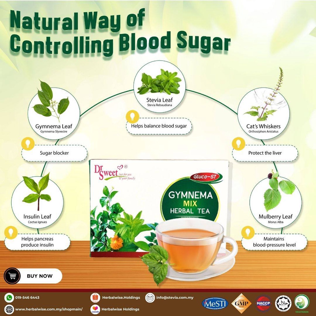 Dr. Sweet - Gymnema Mix Herbal Tea / Campuran Teh Herba with Stevia (20 ...
