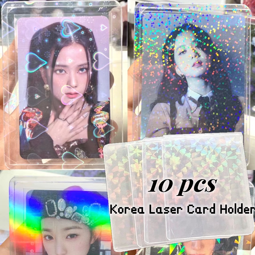 10pcs/set B8 Laser Card Holder Clear HD Photocard Case with Flash Heart ...