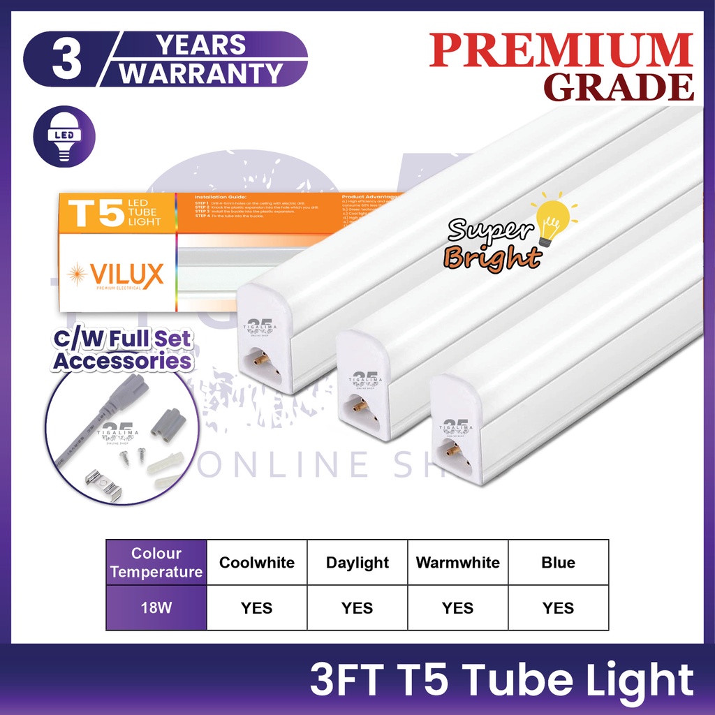 PREMIUM LED T5 Tube Light Wall Ceiling Strip Lighting Cabinet Plaster Ceiling Light c/w Full Set ...