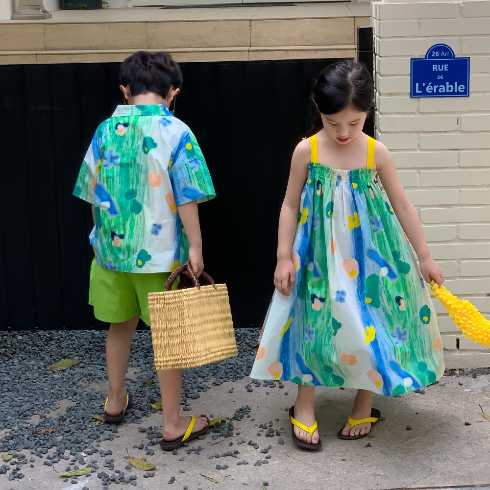Riconini Children's Siblings Costume 2023 Summer Boys and Girls Korean ...