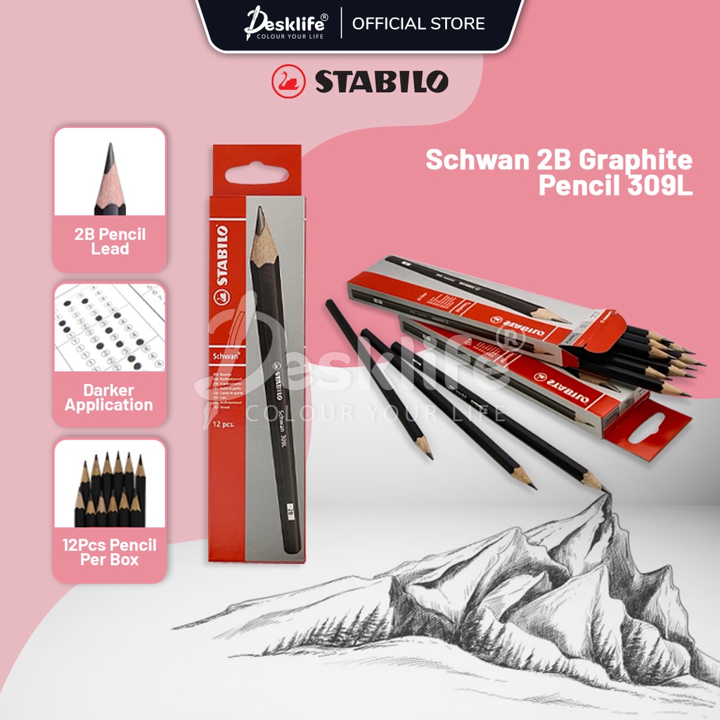 Desklife Stabilo Schwan 2B Graphite Pencil 309L Pensel - (12s/Dz ...