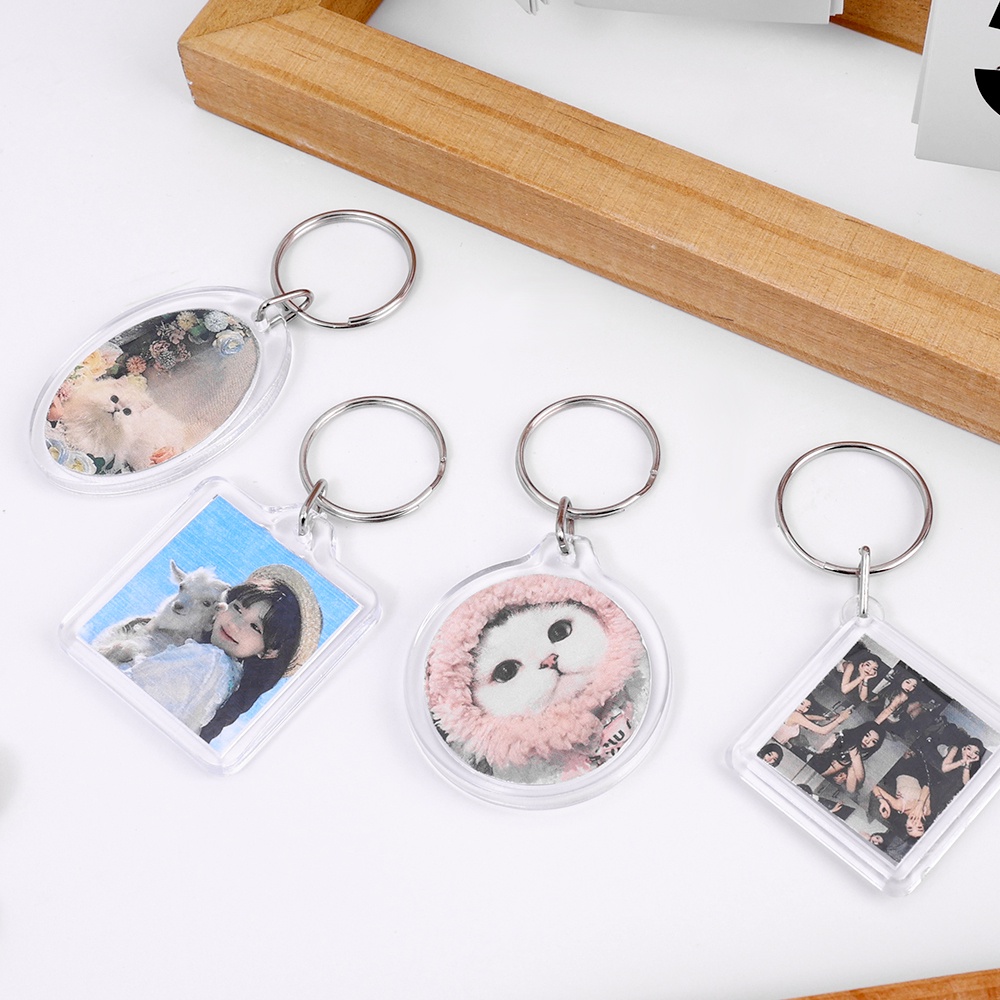 Clear Acrylic Blank Picture Frame Men Split Ring Key Ring Keychain ...