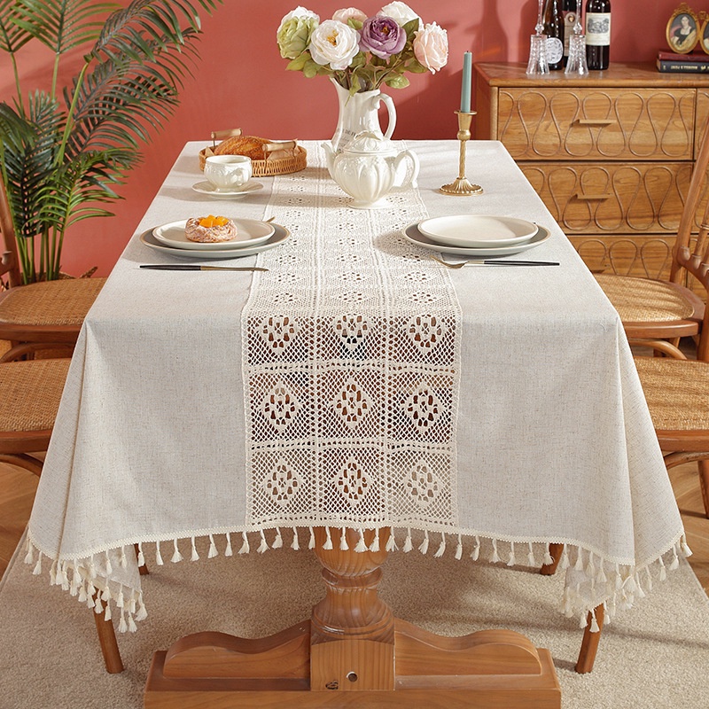 Lace Lace Tablecloth High-quality Fabric Solid Color Light Luxury ...