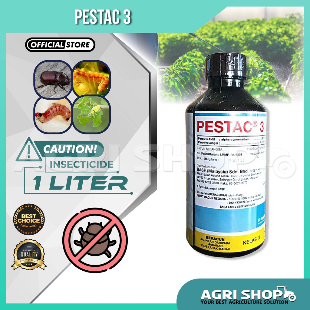 Agrishop 1 Liter Pestac 3 Insecticide Racun Serangga Alpha-cypermertin ...