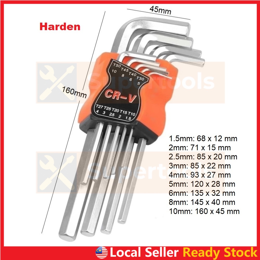 9 pcs Allen Key Wrench Set Ball Point Flat Head Hex Torx Star Extra ...