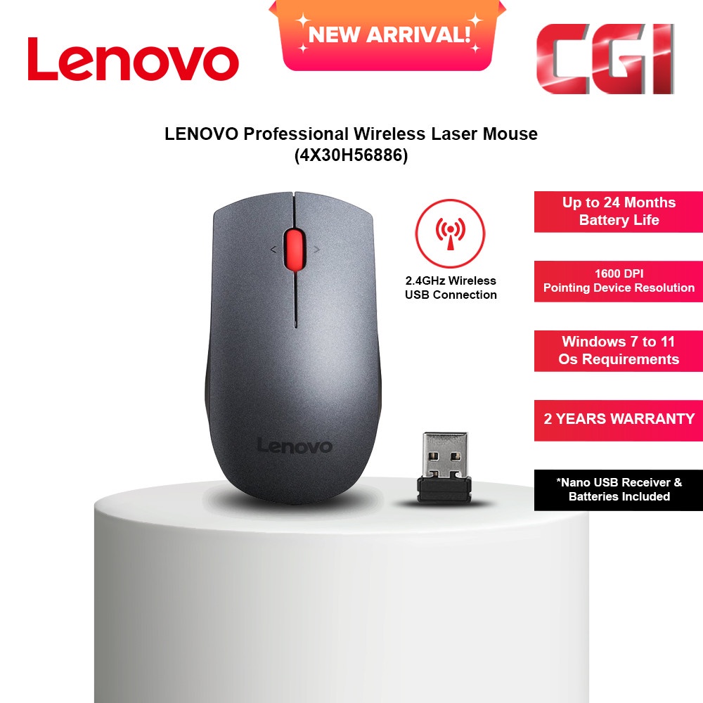 Lenovo Professional Wireless Laser Mouse - 4X30H56886 | Shopee Malaysia