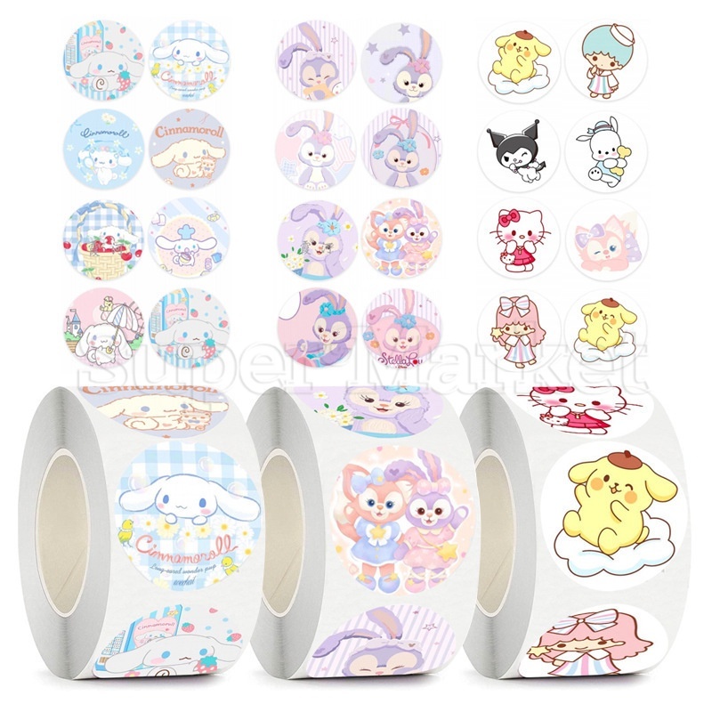 500 Pcs/Roll Cartoon Sanrio Round Stickers Scrapbook Envelope DIY ...